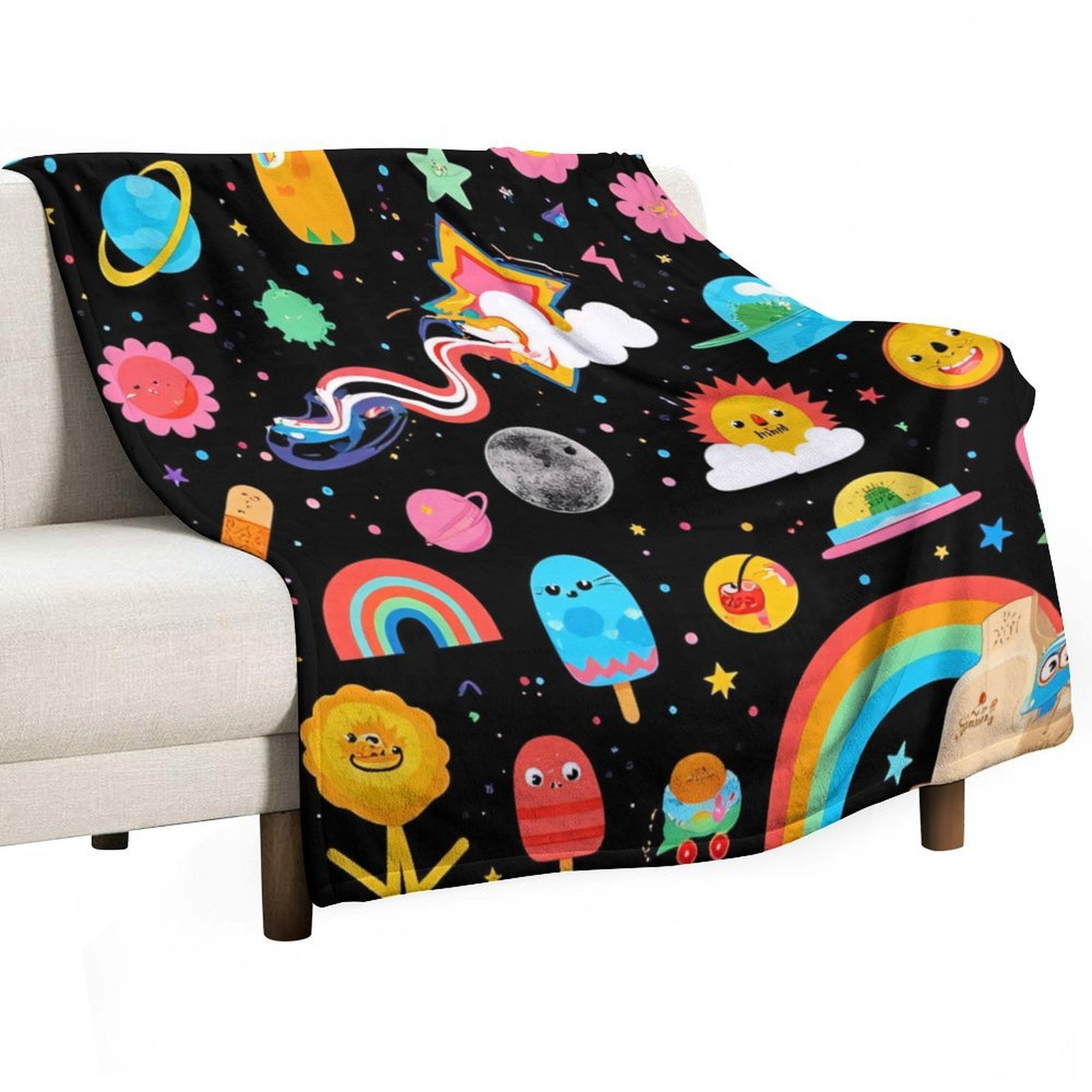 Cute Space And Nature Elements Blankets Bedroom Living Room Sofa Throw ...