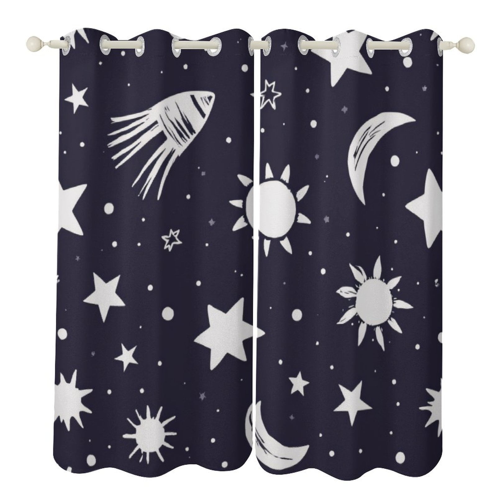 Cute Space Pattern with Stars And Moons 2 Panels 3D Printing Pattern ...