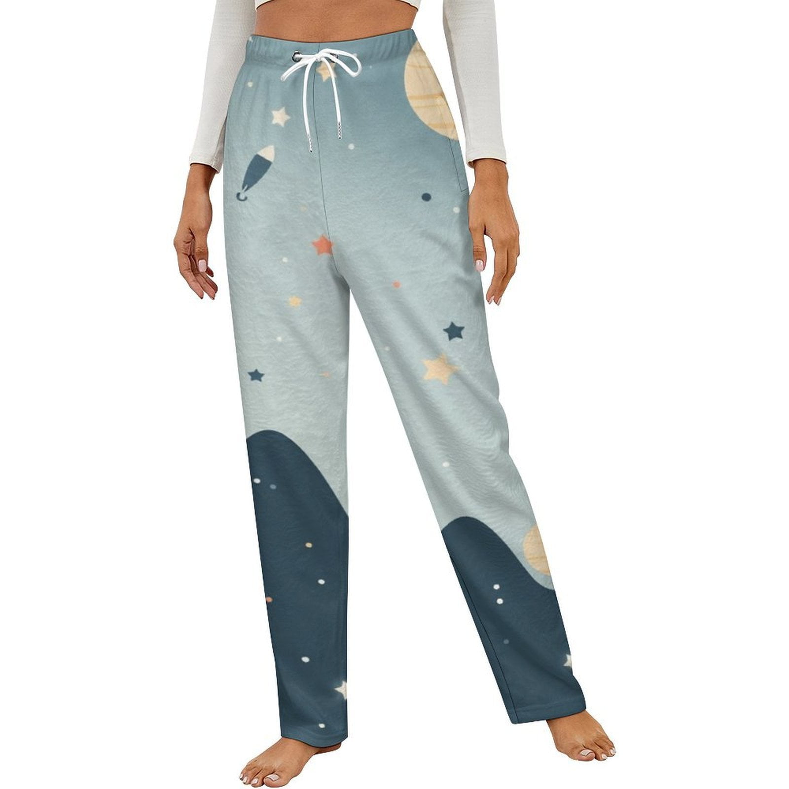 Cute Space Rockets Stars Pajamas Pants Women's Pajama Pants Home ...