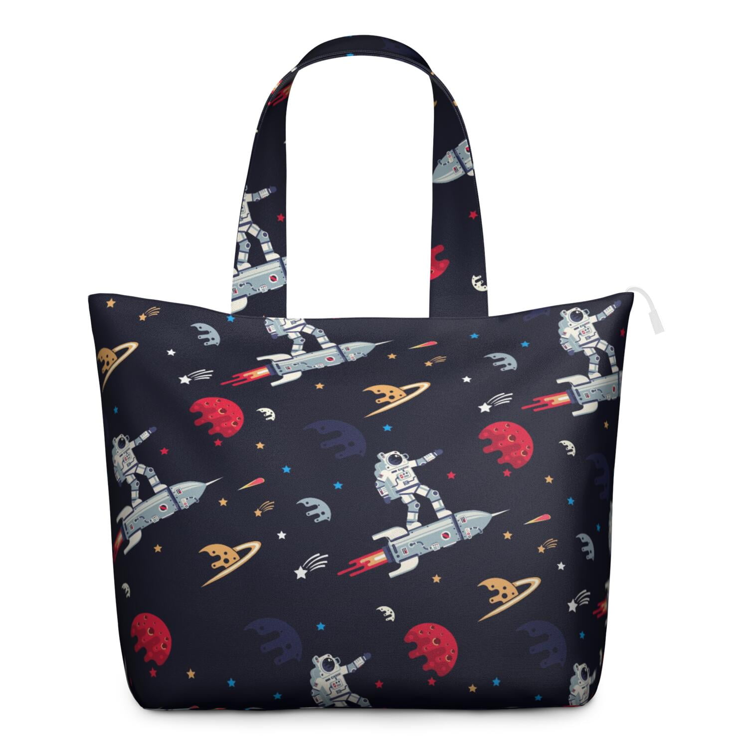 Cute Space-Themed Travel Tote Bag with Planets, Aliens, Spacecraft ...