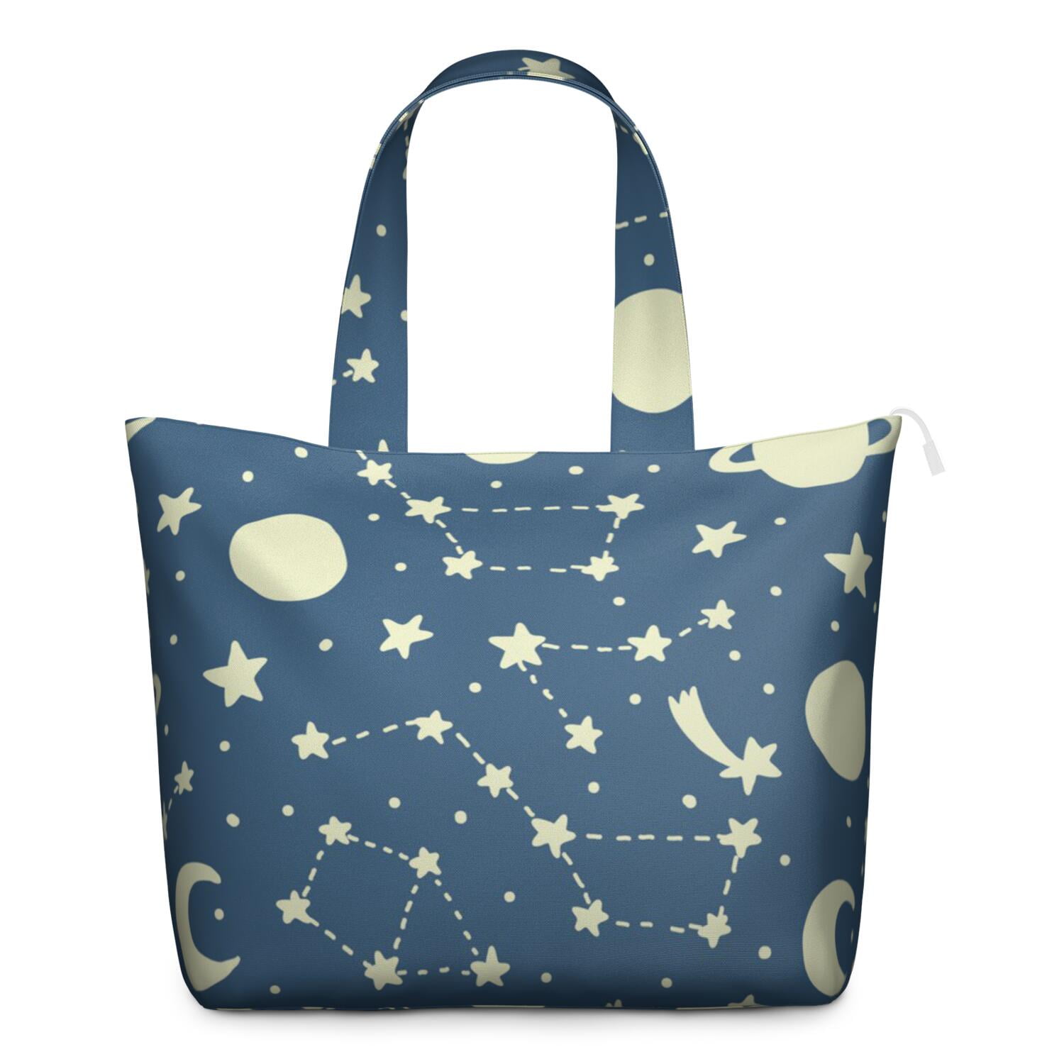 Cute Space-themed Travel Tote Bag Featuring Planets, Aliens, Spacecraft ...