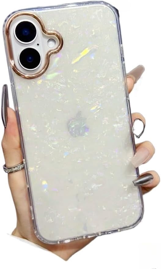 Cute Sparkly Shell Pattern Translucent Laser Phone Case Compatible with ...