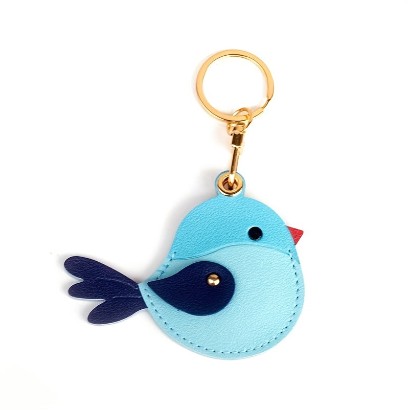 Cute Sparrow Faux Leather Keychain | High-Quality Access Card Holder ...
