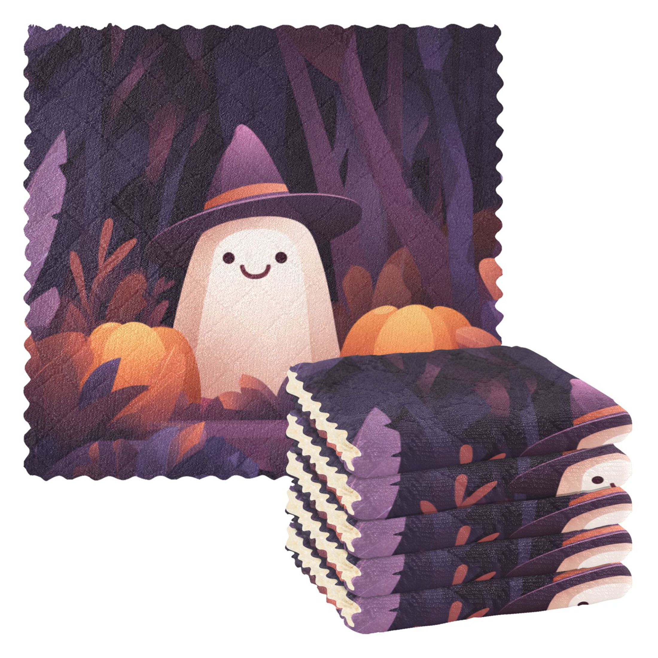 Cute Specter in Jungle Halloween Dish Cloths Dish Towels Cleaning ...