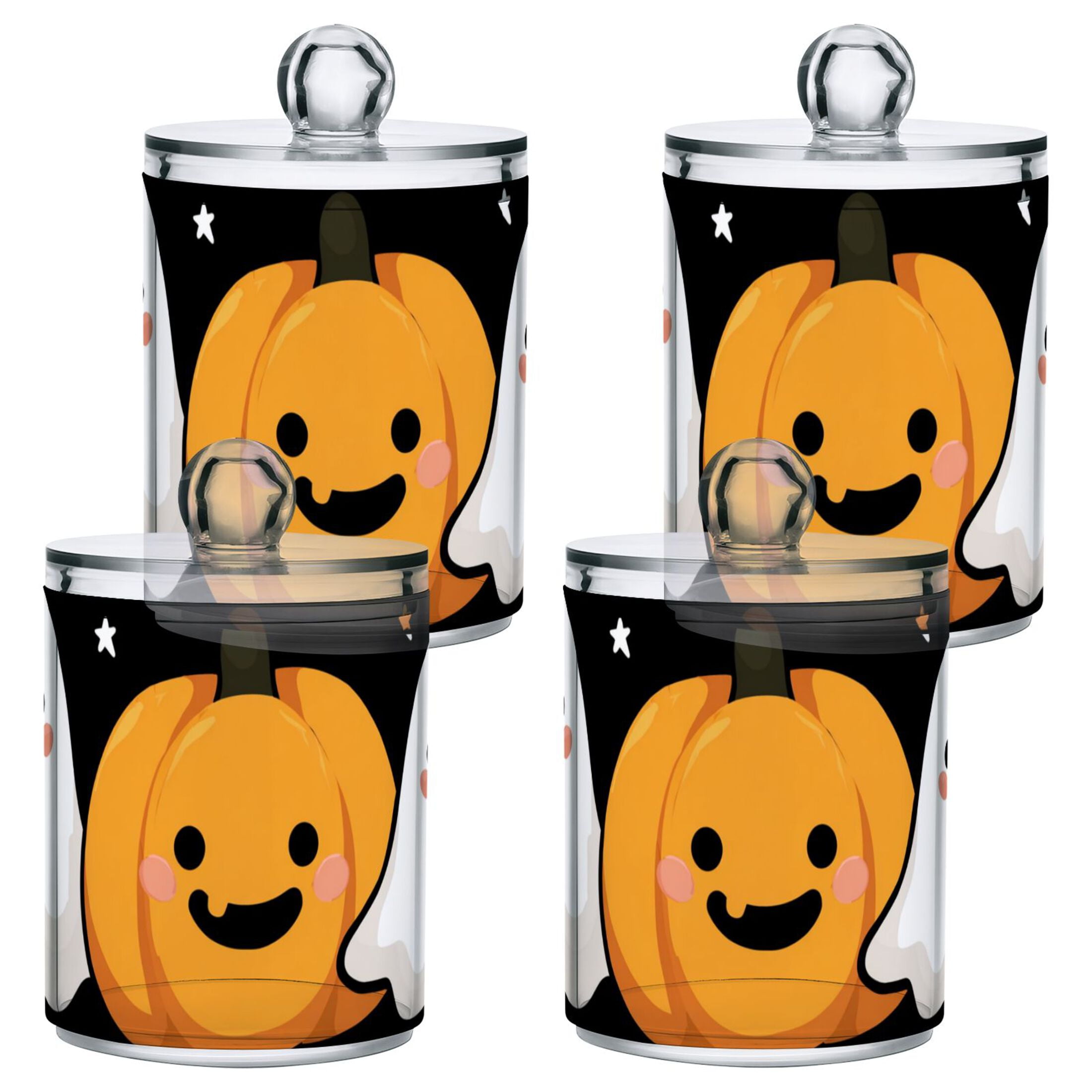 Cute Specters Pumpkin Bats Halloween Translucent Plastic Cans Storage ...