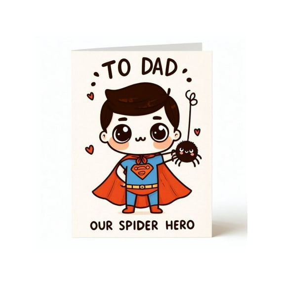 Cute Spider Hero Card for Dad – Adorable Superhero Design with Heart ...