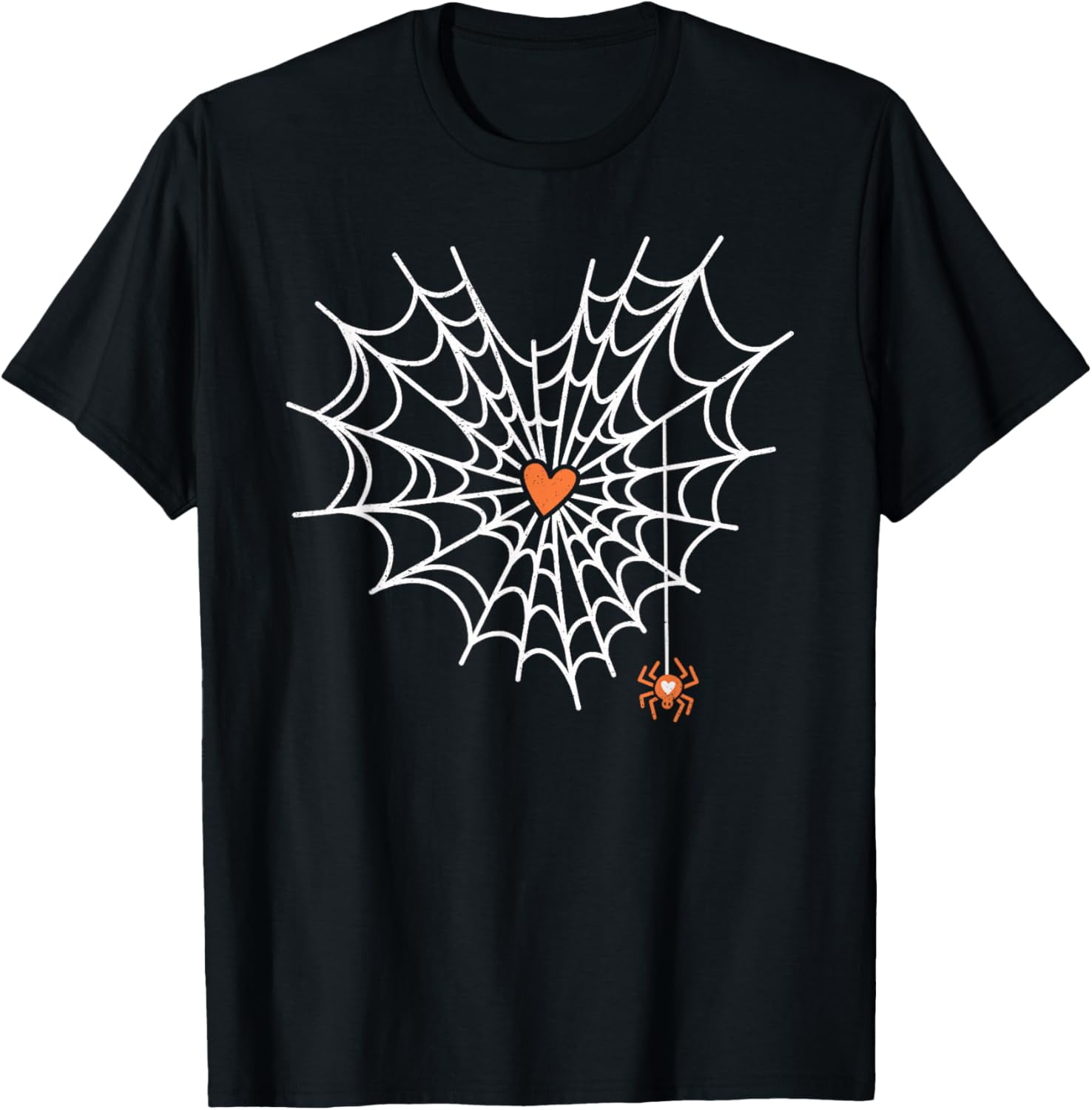 Cute Spider Web Cobweb Heart Halloween Orange T-Shirt - Walmart.com