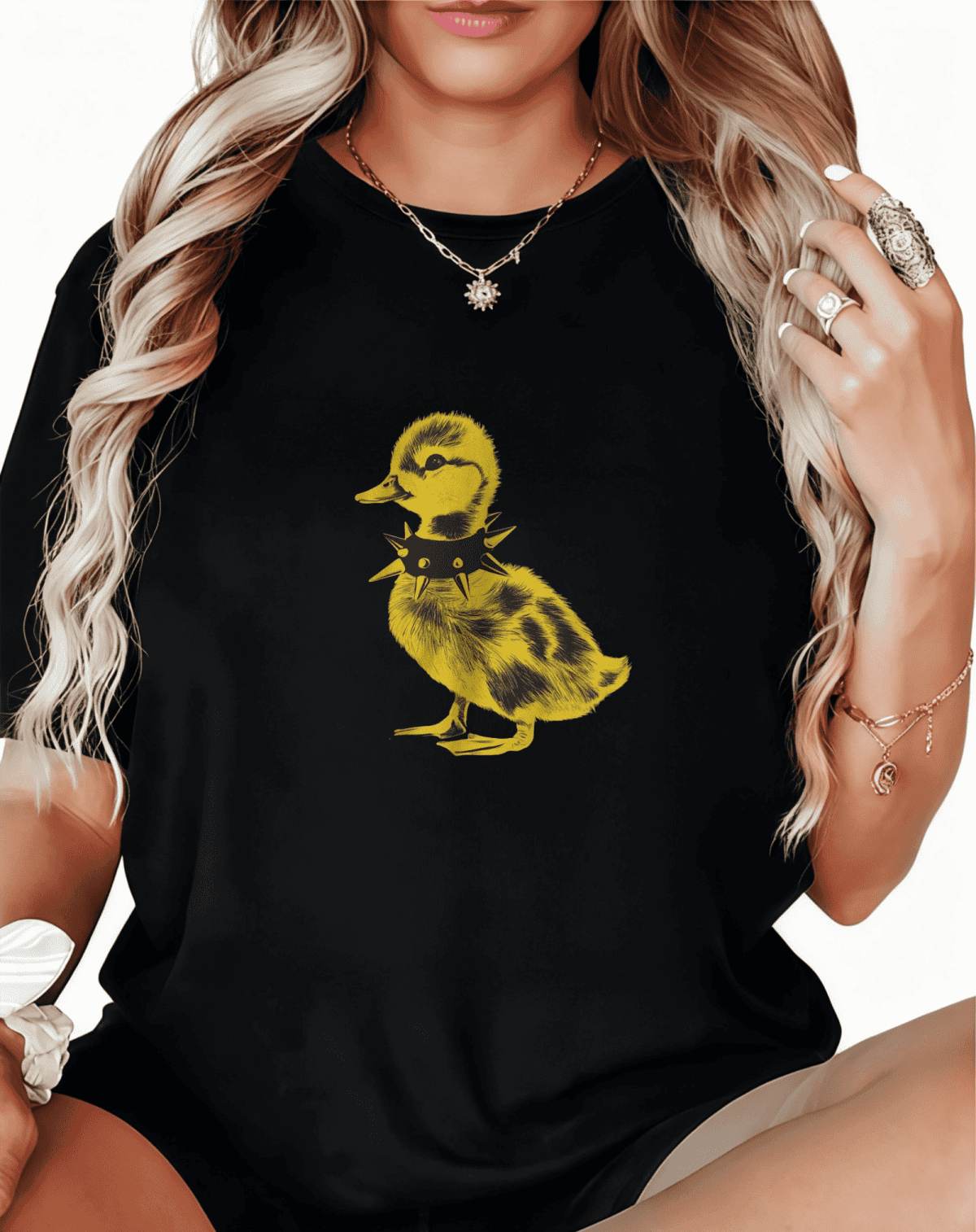 Cute Spiky Duck Print Tshirt Graphic Tees Shirts Trendy Black S-5XL ...