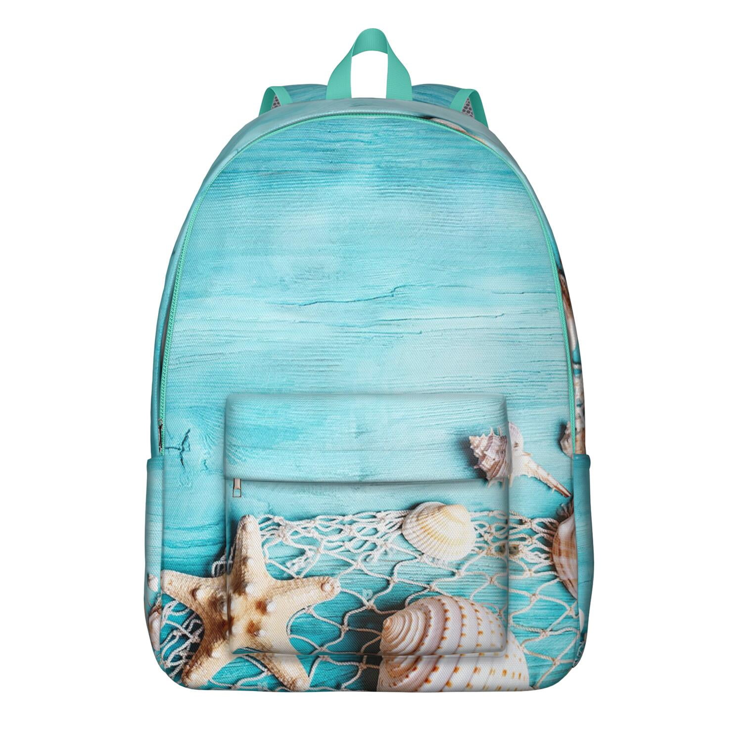 Cute Spiral Seashell Fish Nautical Travel Backpack – Lightweight Travel ...