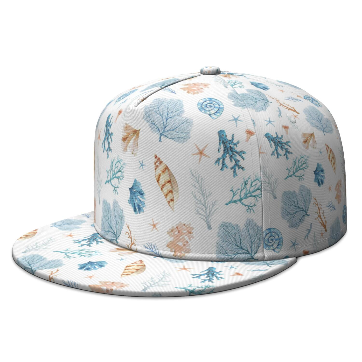 Cute Spiral Seashell Snapback - Beachy Marine Design, Adjustable Flat Brim Cap - Walmart.com