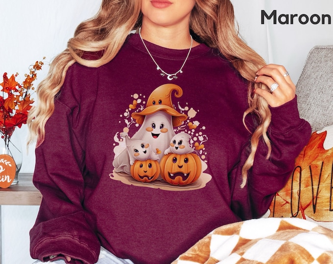 Cute Spooky Ghost Pumpkin Sweatshirt For Mom, Have A Spooky Halloween ...