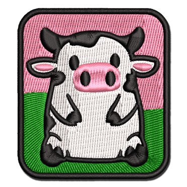 Darling Cow with Flower Applique Multi-Color Embroidered Iron-On Patch ...