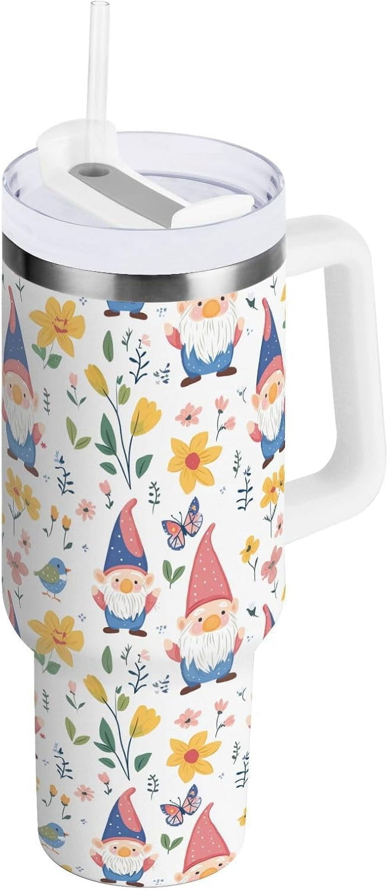Cute Spring Gnomes 40 oz Tumbler with Handle Straw Lid | Insulated Cup ...