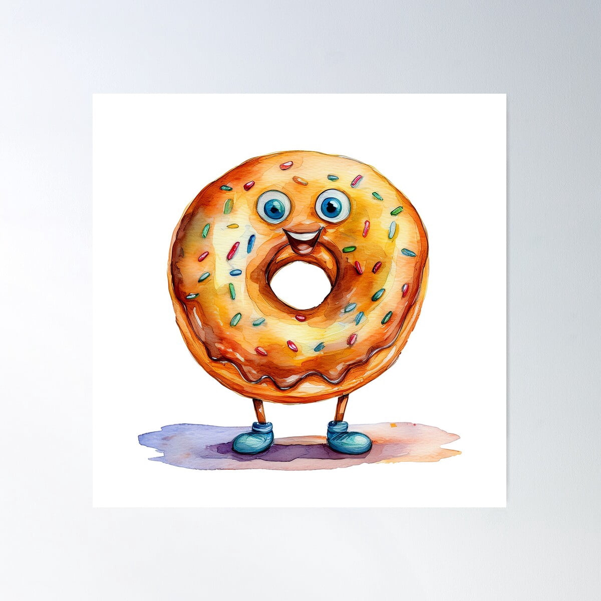Cute Sprinkled Doughnut Poster Wall Art, Modern Wall Decor For Living ...