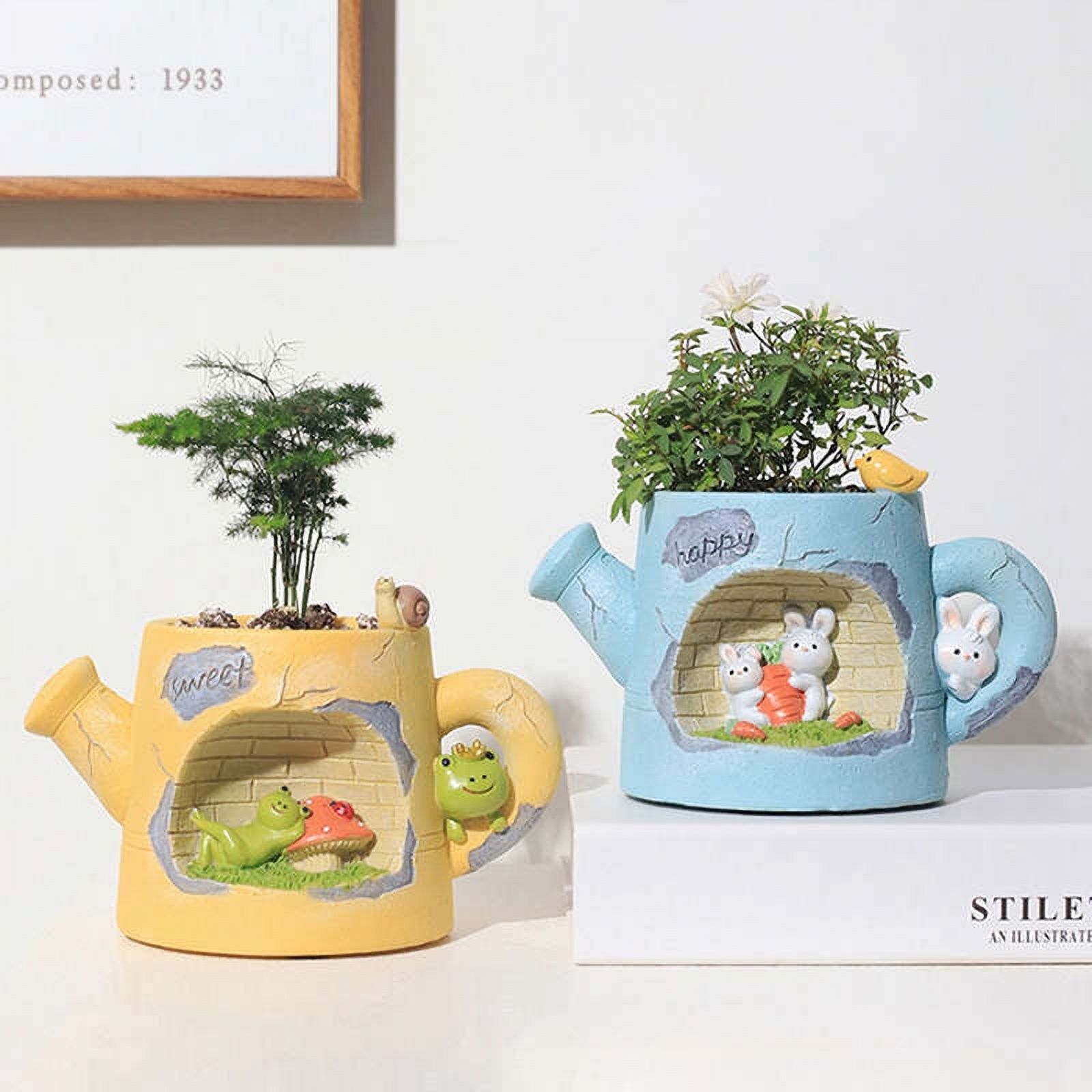 Cute Sprinkler Shape Plant Pots,Resin Flower Pots Outdoor Garden ...