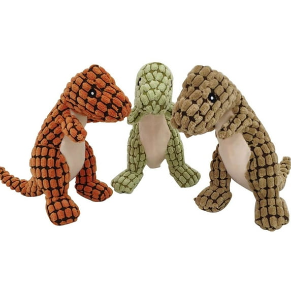 Cute Squeak Toy Chew-Resistant Stuffed Dogs Toy 3Pcs Plush Dinosaur Pet ...