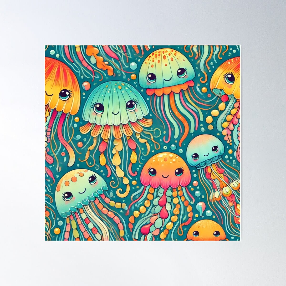 Cute Squids And Octopuses Art – Bright Cartoon Underwater Creatures ...