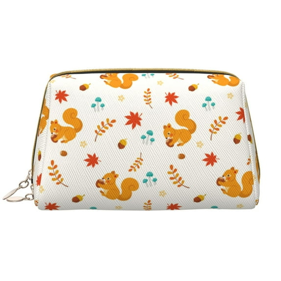 Cute Squirrel Cartoon Mushroom Makeup Bag, Large Capacity Cosmetic Bag ...