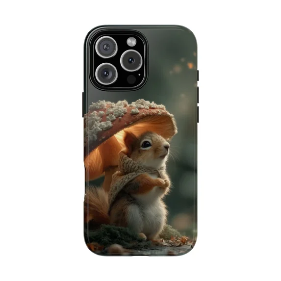 Cute Squirrel Glowing Mushroom Forest Phone Case with iPhone 11-17 Pro ...