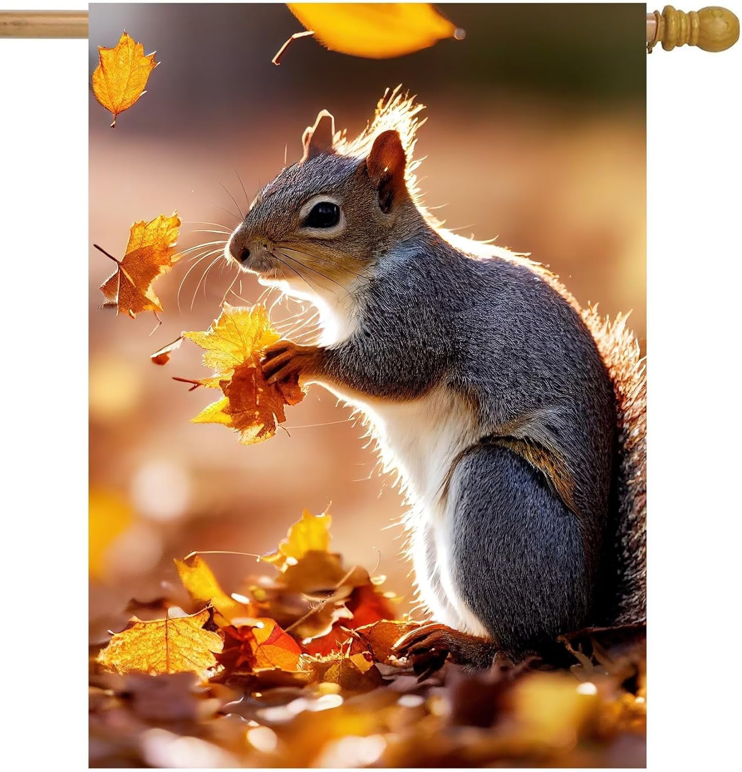 Cute Squirrel Gnawing on Nuts in the Autumn Forest Garden Flag 28 x 40 ...