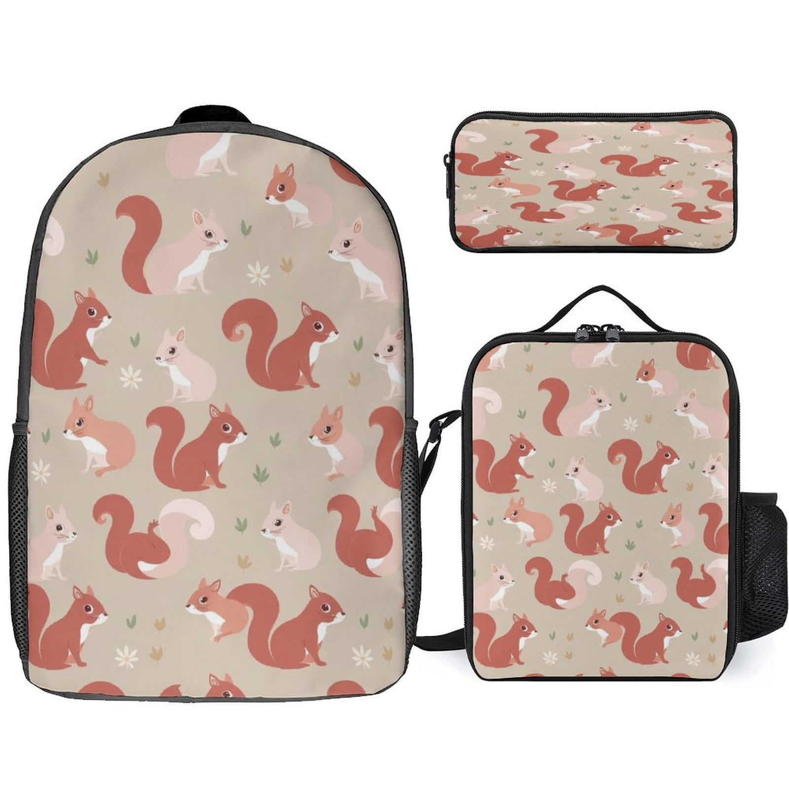 Cute Squirrel Pattern 3pcs/Set Student Travel Bags Laptop Daypack ...