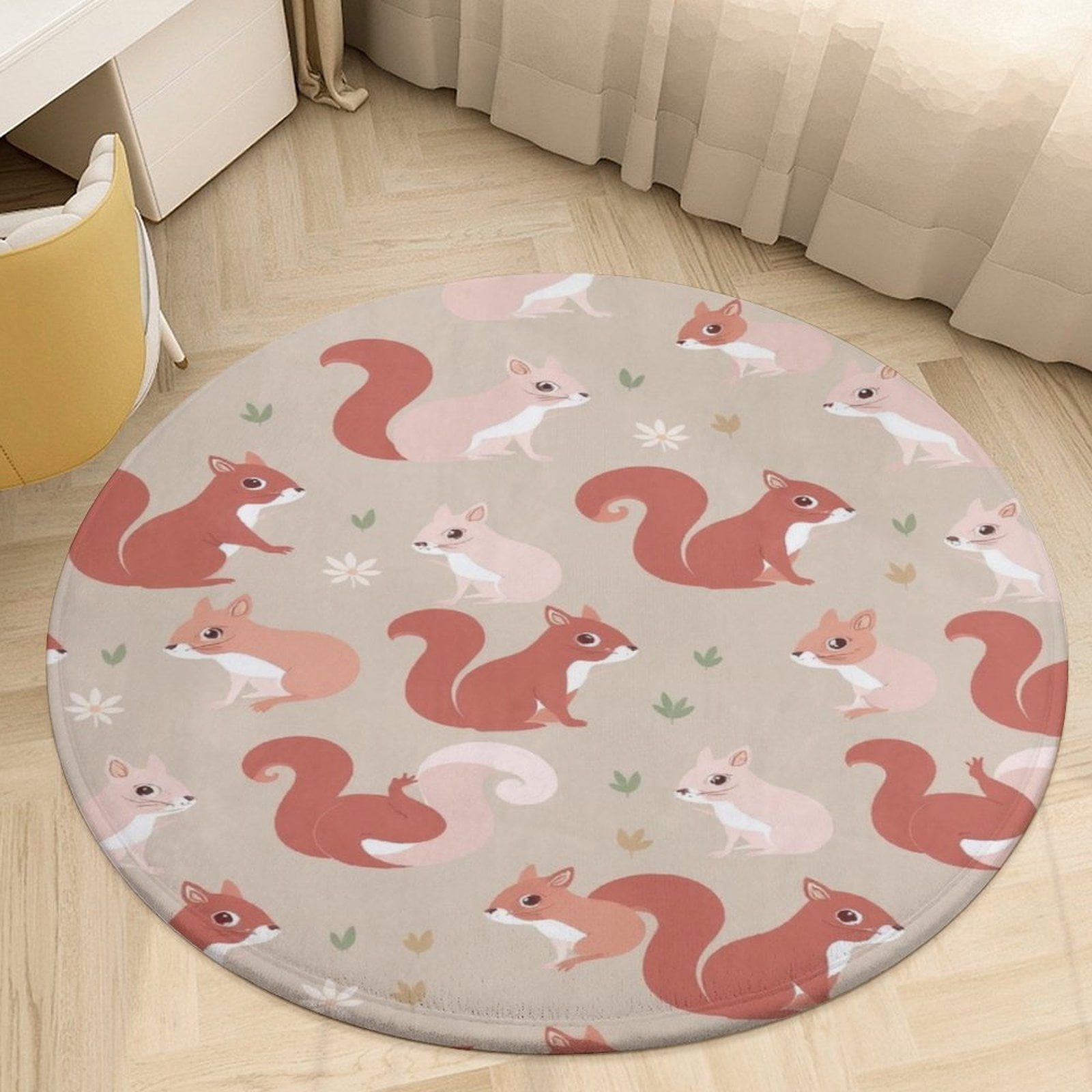 Cute Squirrel Pattern Round Carpet Circle Rug Outdoor Patio Area Rug Washable Large Area Rugs ...