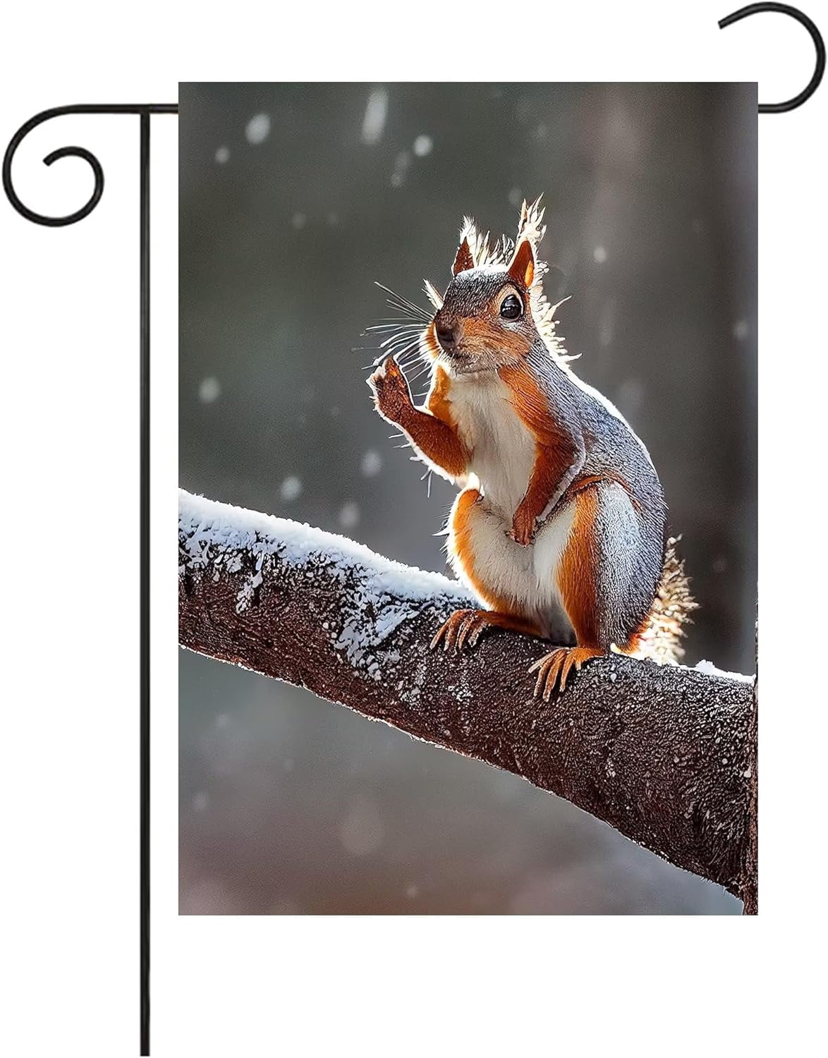 Cute Squirrel Sitting on a Tree Branch Winter Garden Flag 12×18 Inch ...