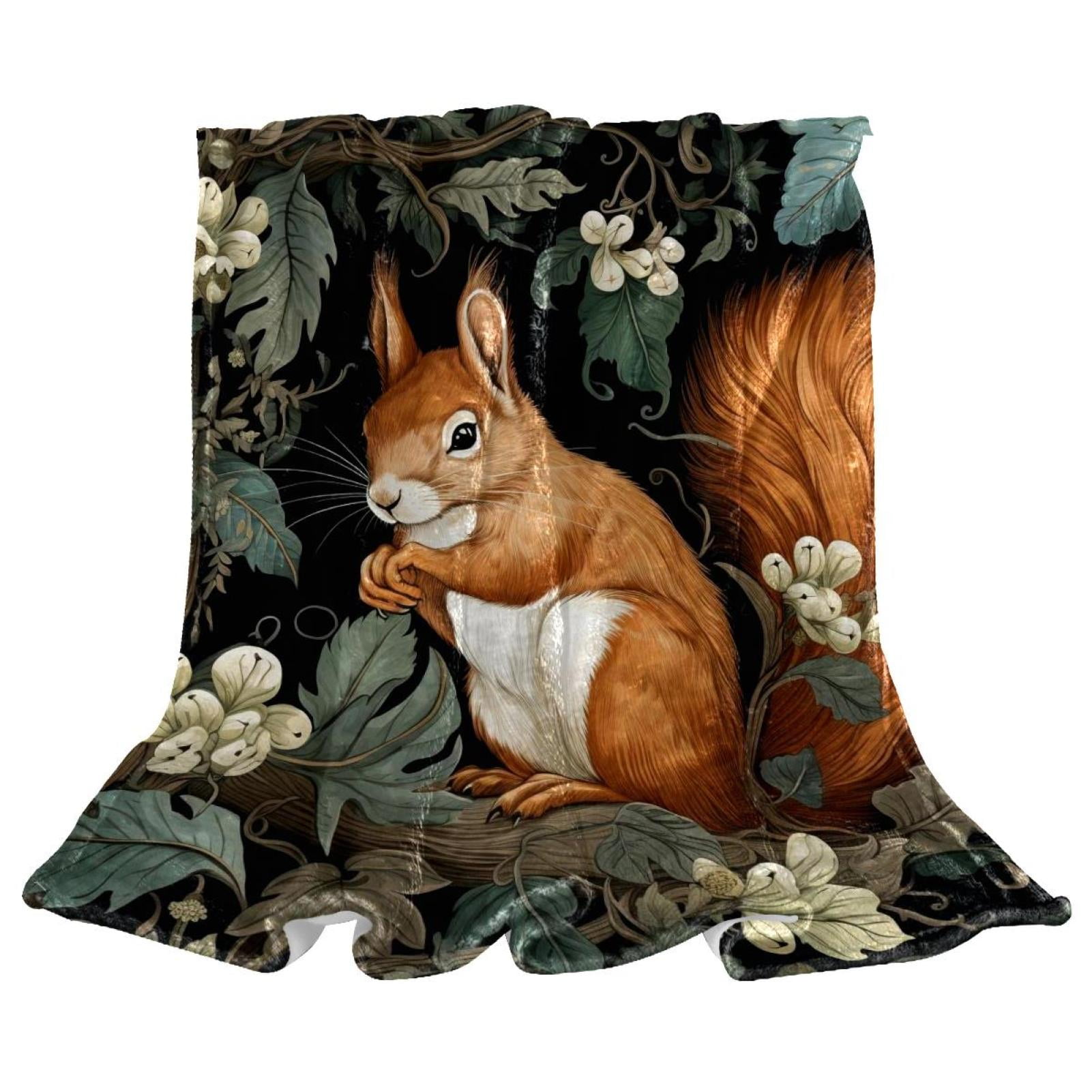 Cute Squirrel Soft Throw Blanket Cozy Fleece Sofa Bed Couch Blankets ...