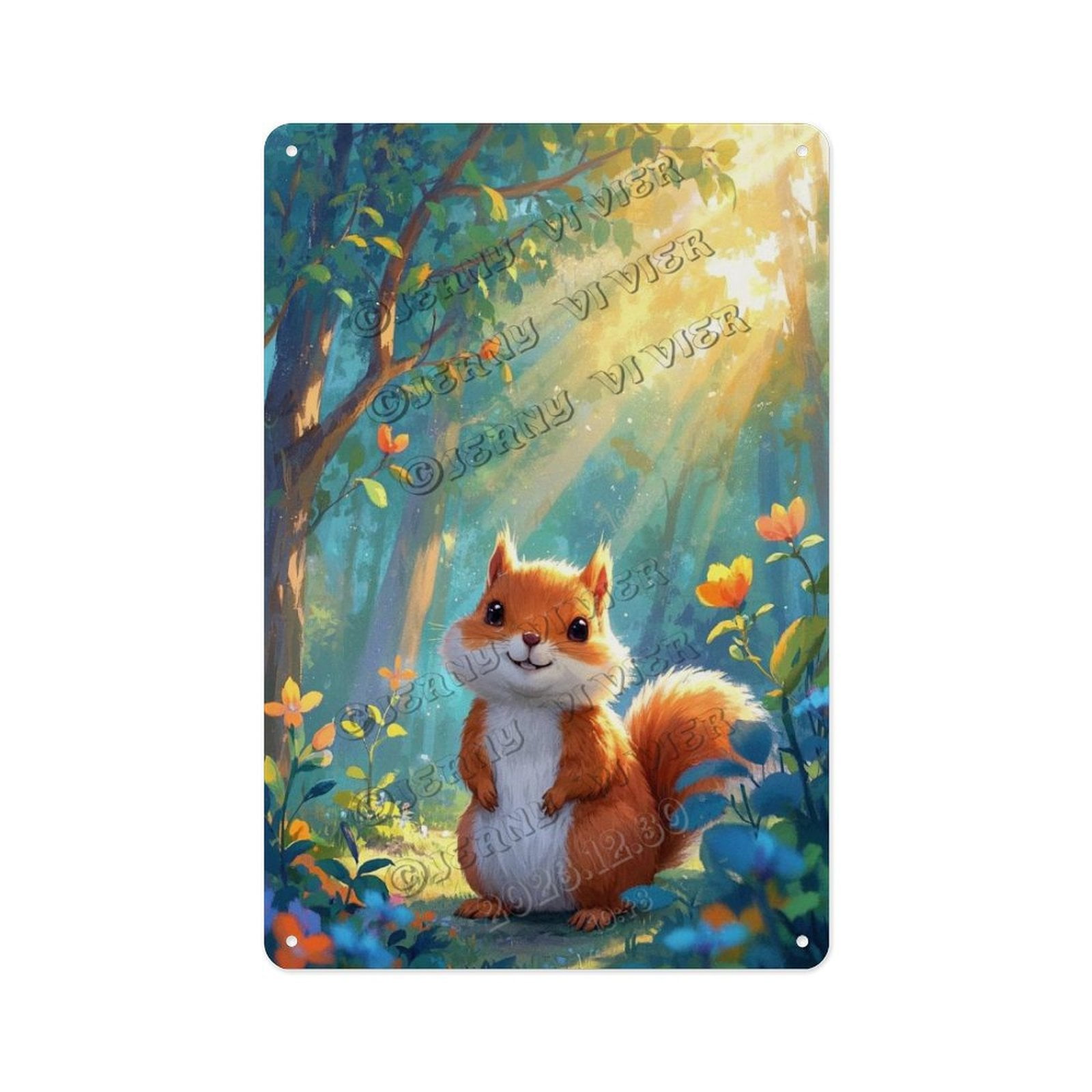 Cute Squirrel Tin Sign – 12x16 Inches, Vintage Woodland Animal Wall Art ...