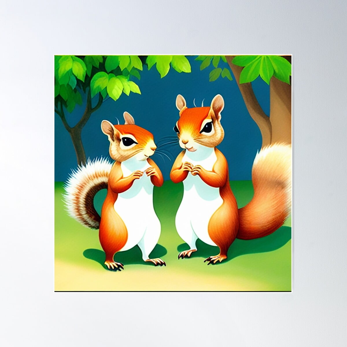 Cute Squirrels Poster Wall Art, Modern Wall Decor For Living Room ...