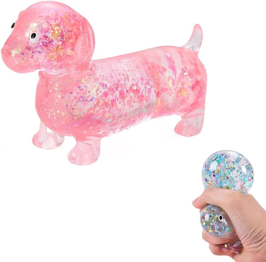 Cute Squishy Weiner Dog, Sparkly Sausage Dog Squishy, 4.3in Mini ...