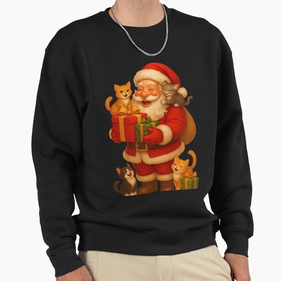 Cute St. Nick Claus Playful Kittens Unisex Sweatshirt Adorable ...