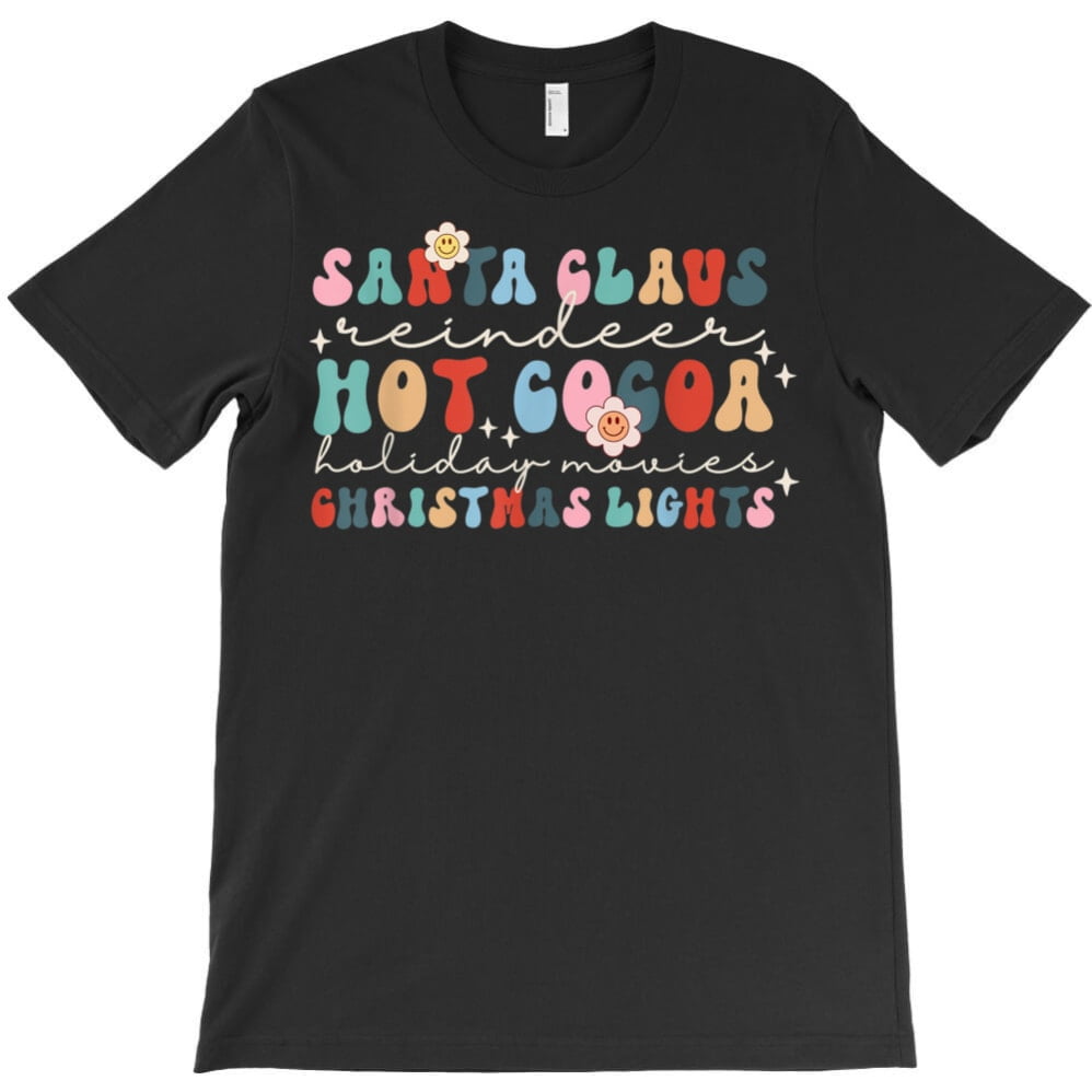 Cute St. Nick Claus Reindeer Hot Cocoa Funny Retro Groovy Flower Xmas ...