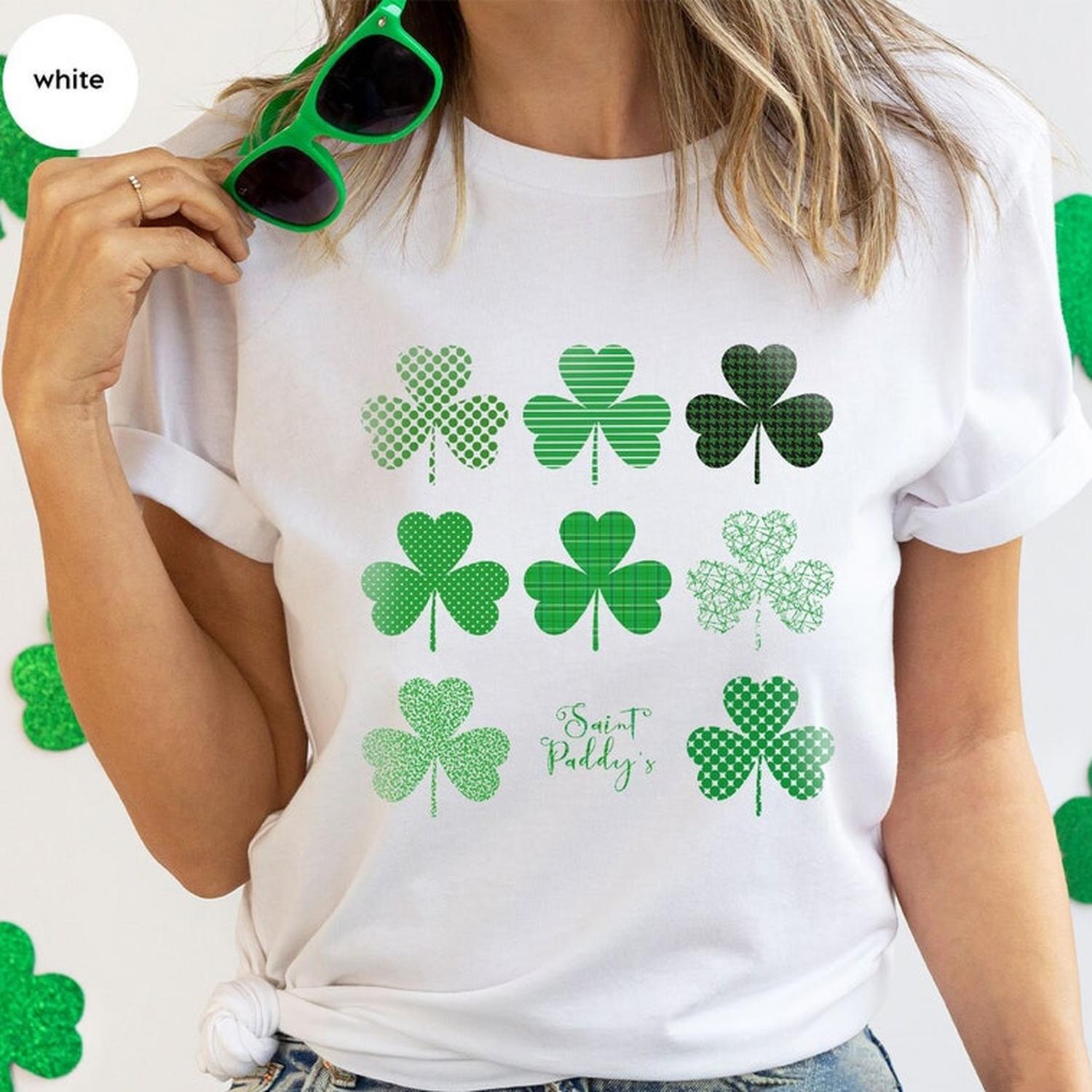 Cute St PatriC1KS Day hir, Clover Crewneck Sweahirt, IriS1H Gif for Her, St PatriC1KS Day ...