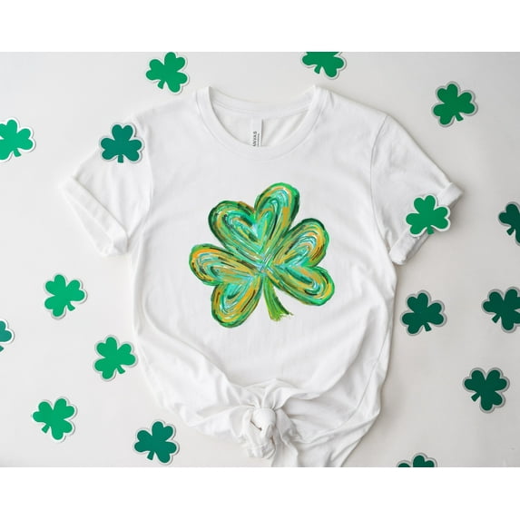Cute St Patricks Four Leaf Clover Shirt,Watercolor St Patrick Tshirt ...
