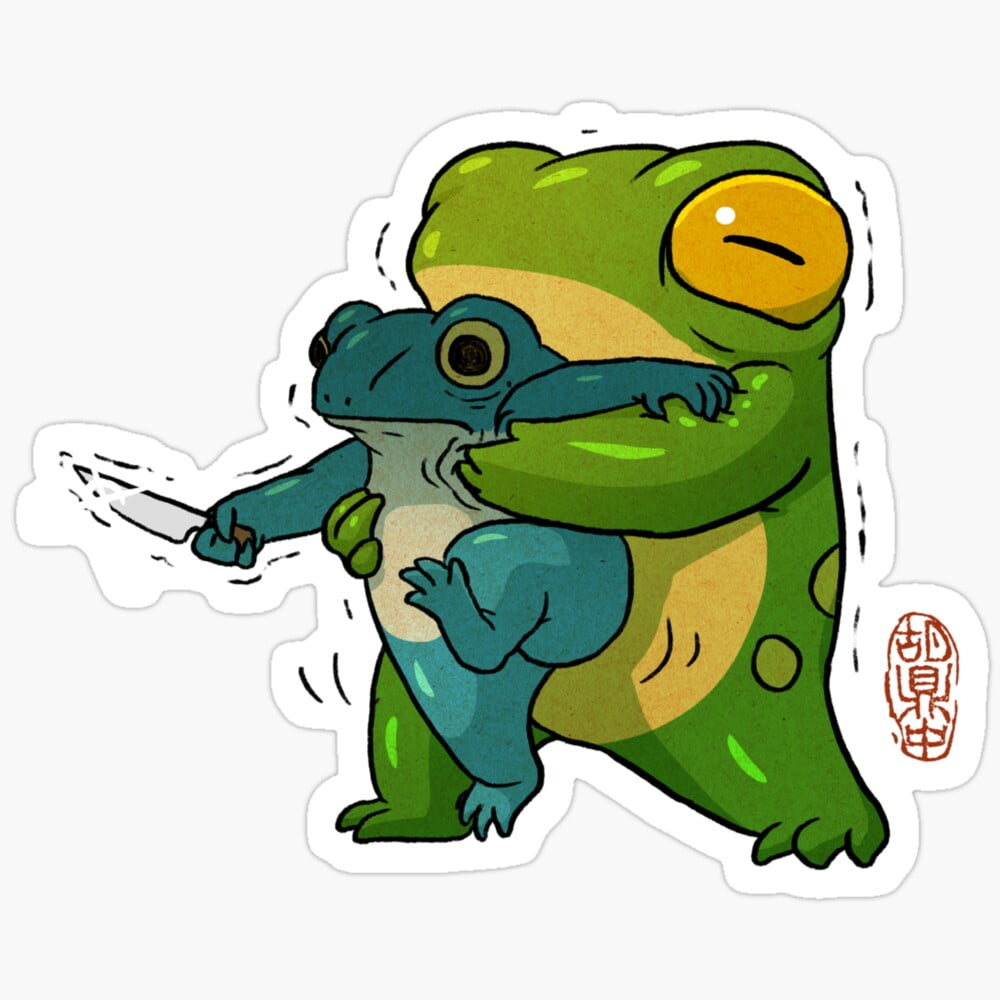 Cute Stabby Frog Being Held Back Let It Go Bro Artwork Asian Style ...