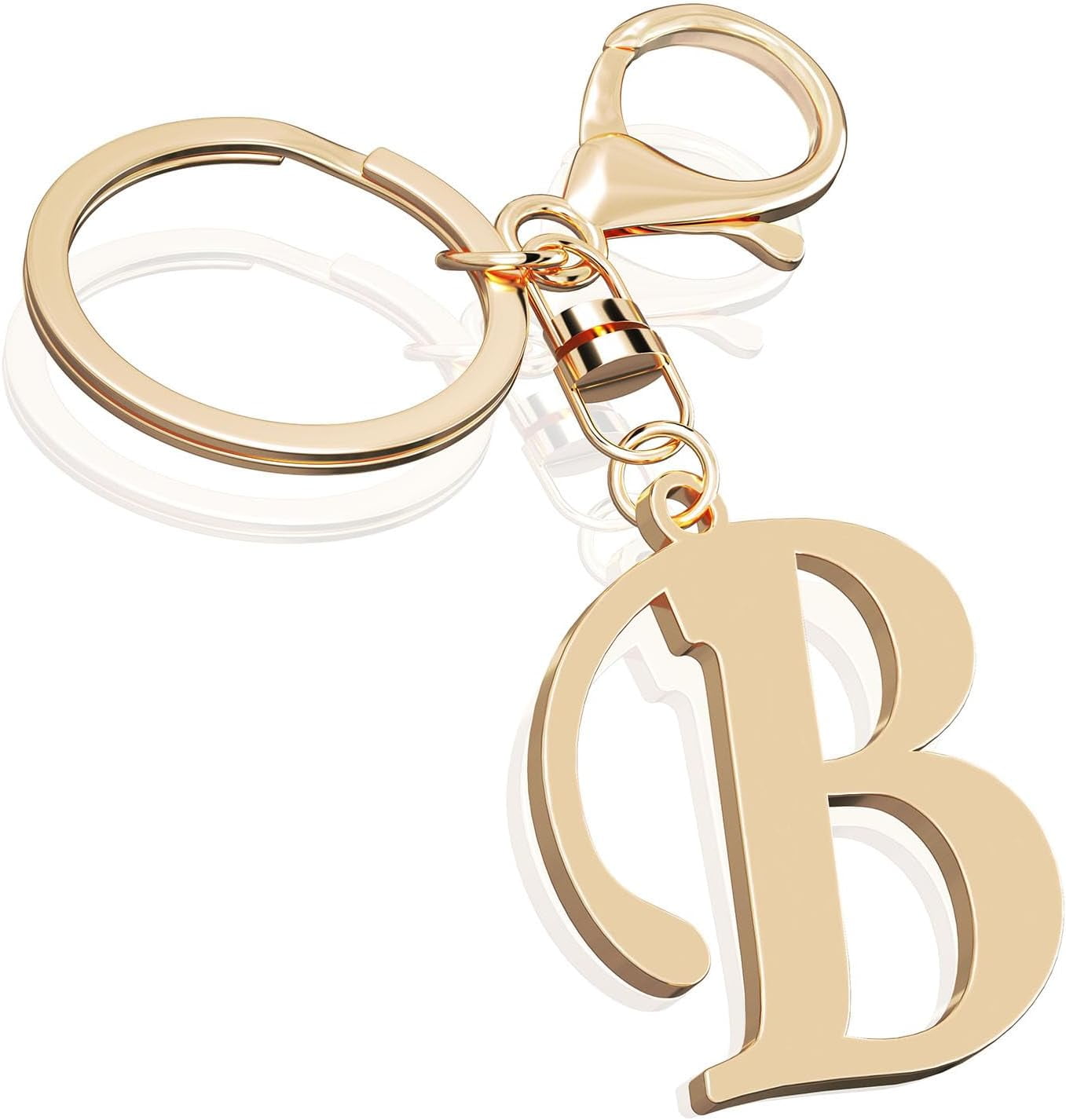 Cute Stainless Steel Gold Initial Letter Keychain for Women Girl ...