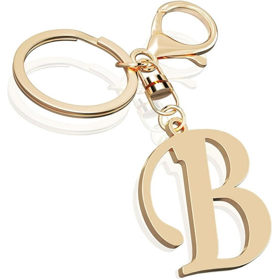 Cute Stainless Steel Gold Initial Letter Keychain for Women Girl ...
