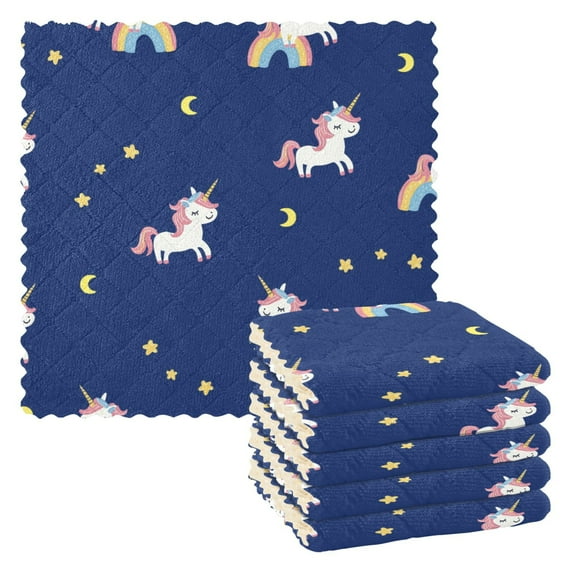 Cute Star Moon Horse Pattern Dish Towels 6 Pack Kitchen Cleaning Dish ...