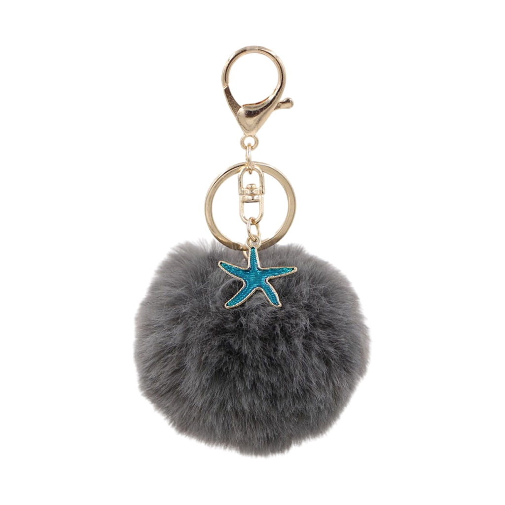 Cute Starfish Furry Sphere Keyring Charm Unique Keyrings for ...