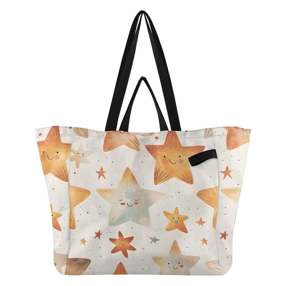 Cute Stars Foldable Canvas Tote Bags Reusable Grocery Bags Laundry Bags ...