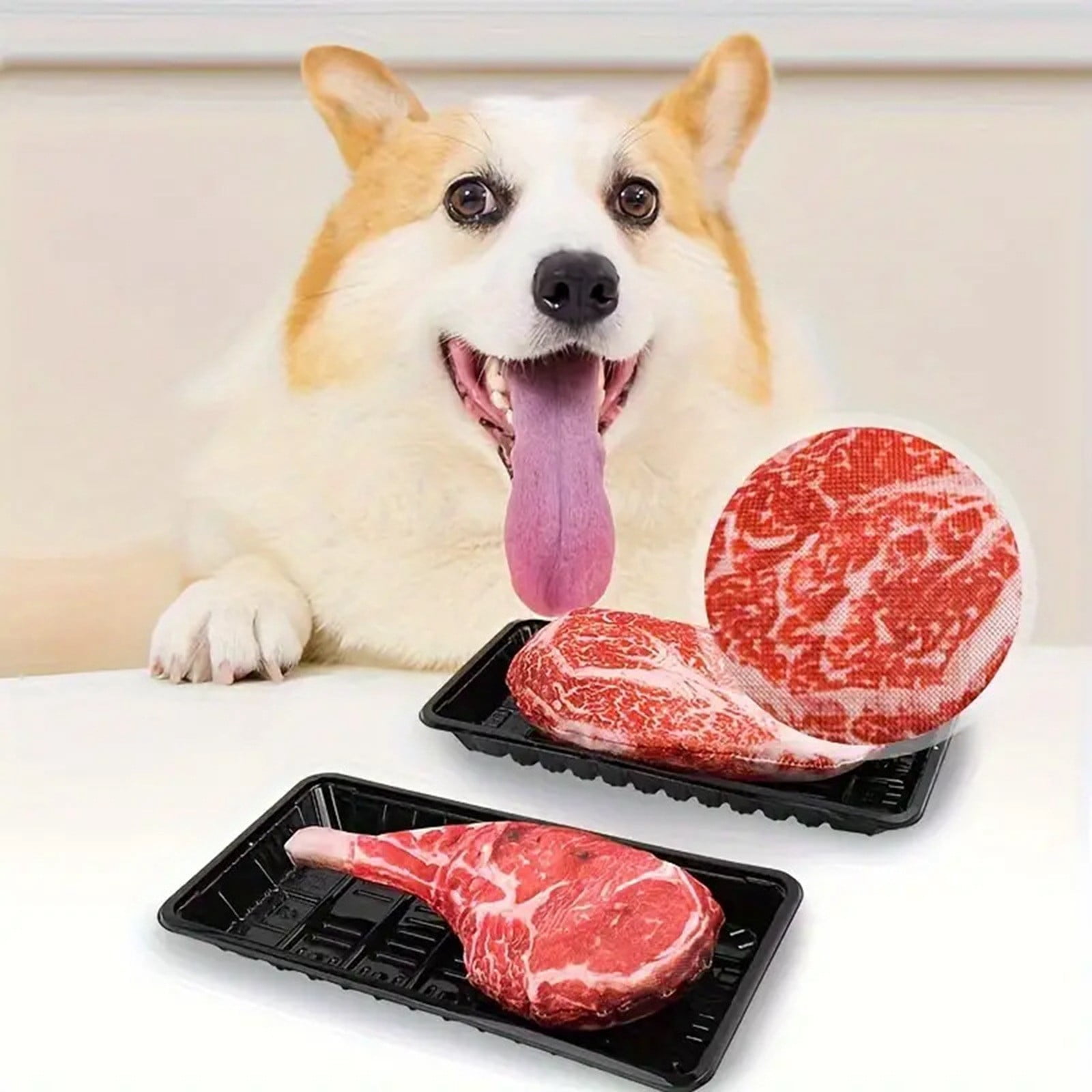 Cute Steak Dog Squeaky Toys, Lifelike Steak Shape Puppy Squeaky Toy ...