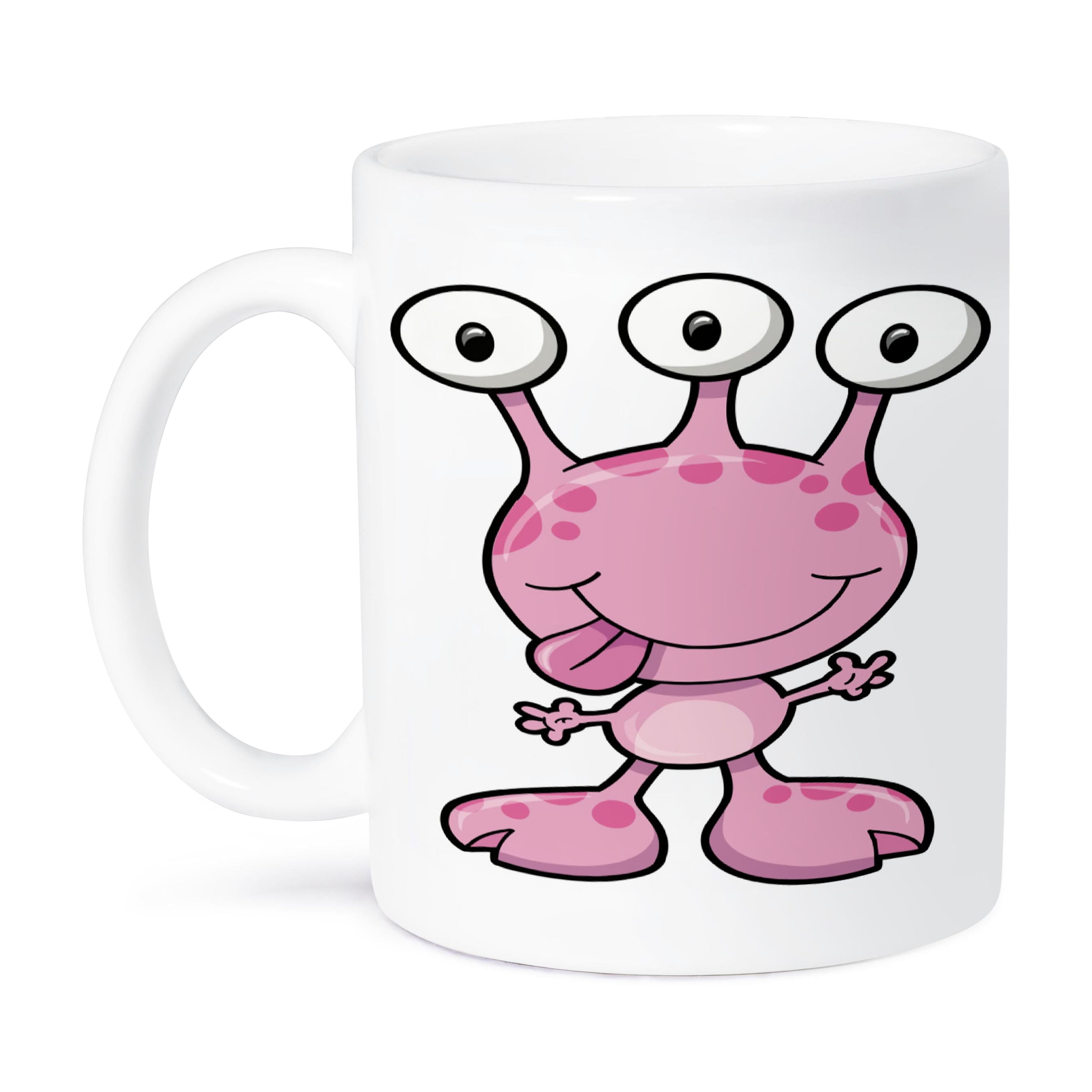 3dRose, Cute Sticking Out Tongue Goofy Pink Cartoon Monster, 15oz Mug ...