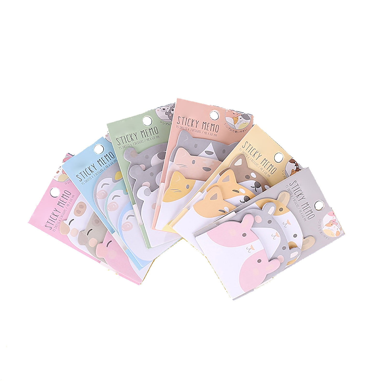 Cute Sticky Notes, 6 Pack Kawaii Cartoon Animal Sticky Notes, Mini ...