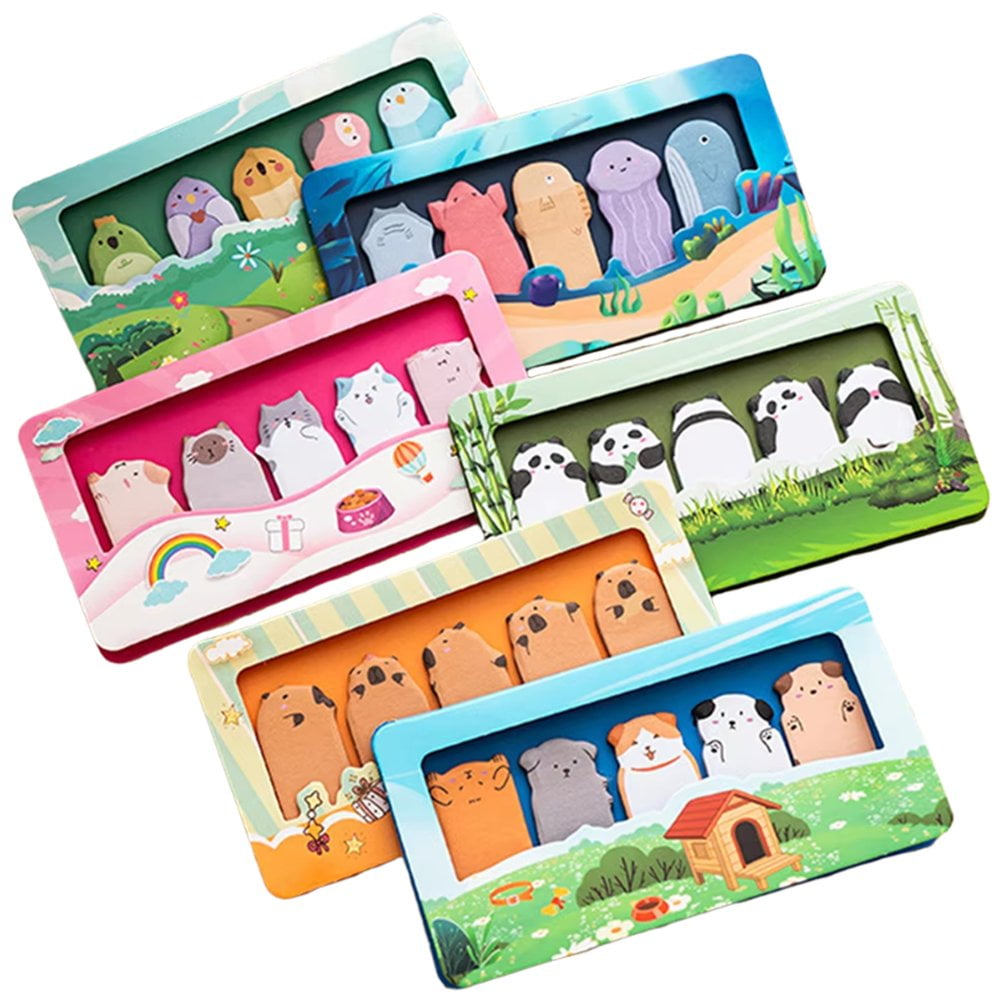 Cute Sticky Notes 6pcs Cartoon Animals Notepads Adhesive Memo Pads ...