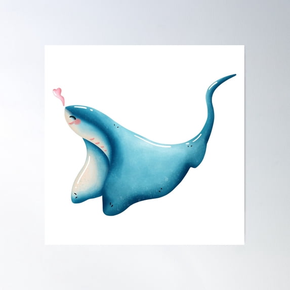Cute Stingray And Heart Poster Wall Art, Modern Wall Decor For Living ...