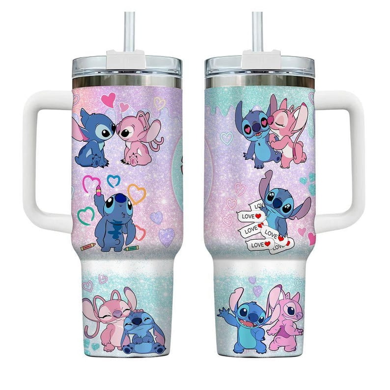 Cute Stitch Angel 40oz Tumbler Stitch Angel Tumbler Stitch 40oz