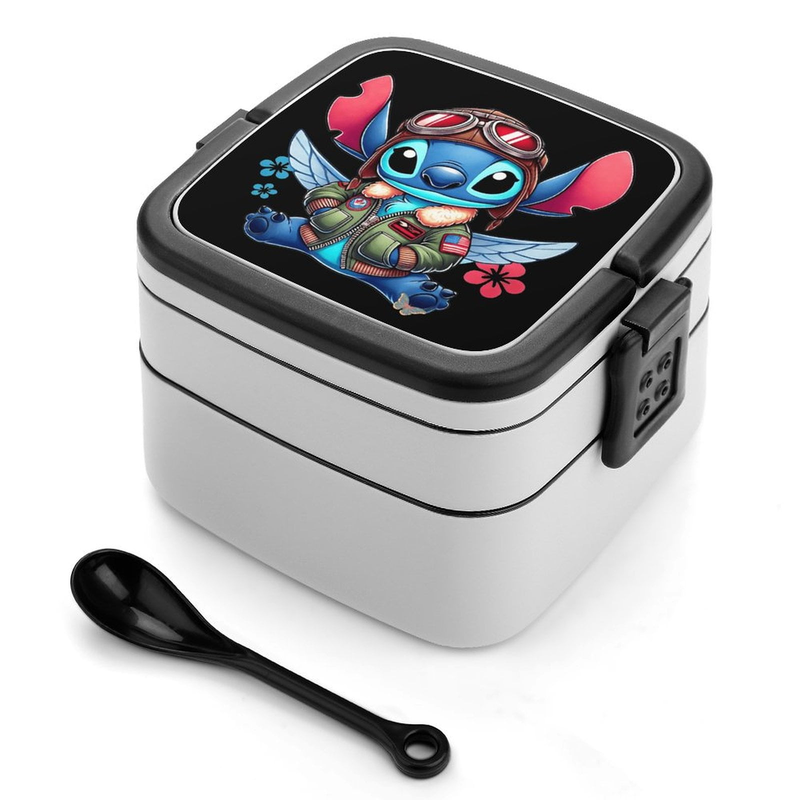 Cute Stitch And Angel Reusable Bento Boxes Lunch Box Double Layer ...