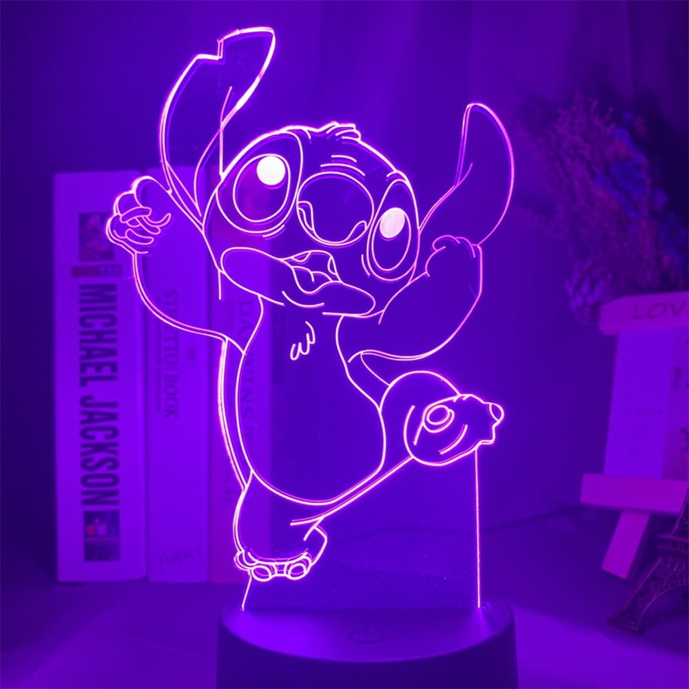 Cute Stitch Anime Characters 3D LED Optical Illusion Lamp Bedroom Decor ...