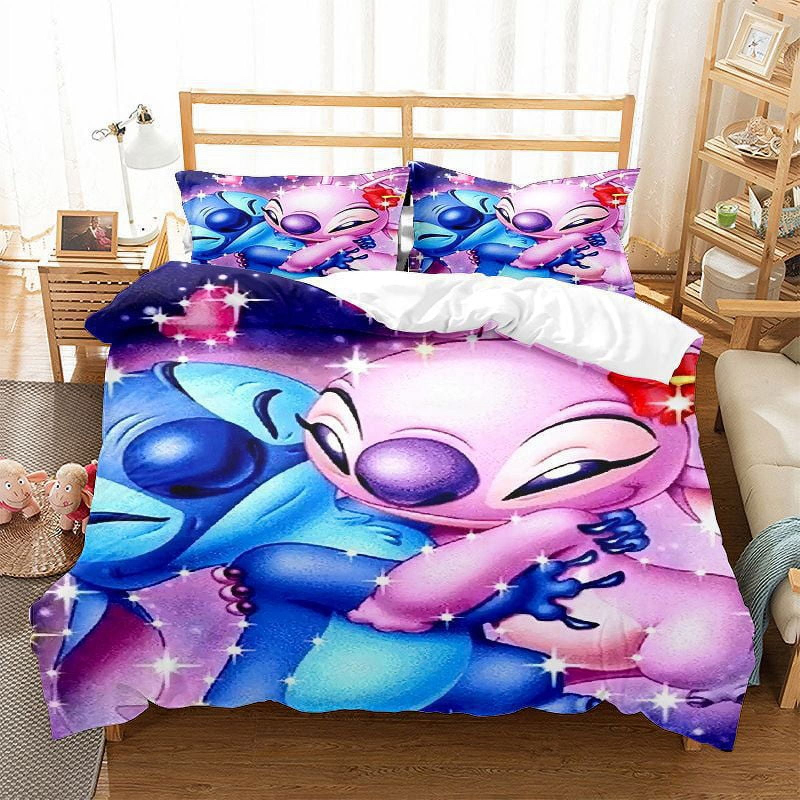 Cute Stitch Bed Duvet Cover Cartoon Kids Adults Bedding Sets Anime 3D ...